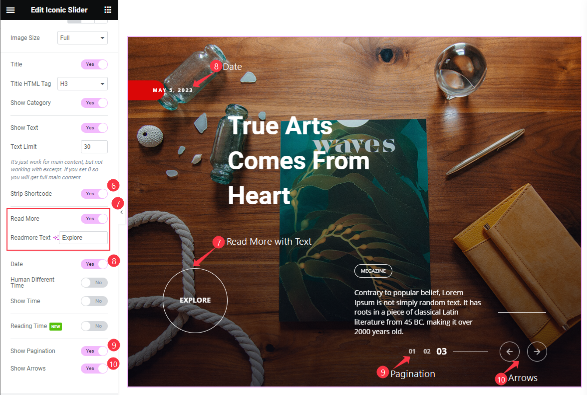How to use Iconic Slider Widget by Ultimate Post Kit