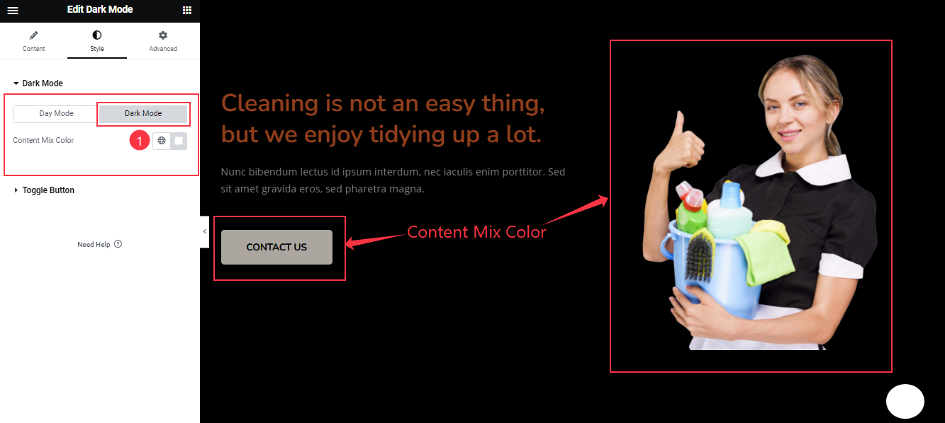 How To Use The Dark Mode Widget By Element Pack Pro