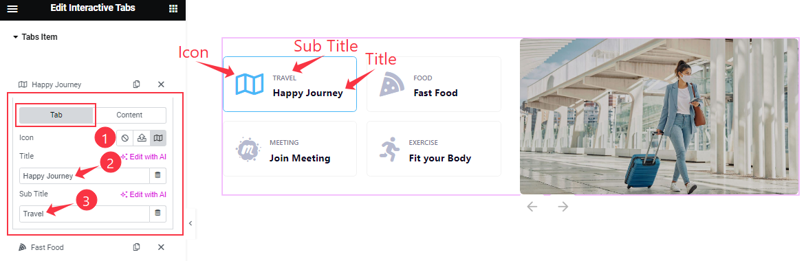 How To Use Interactive Tabs Widget By Element Pack Pro
