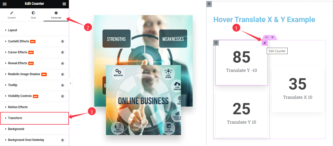 How To Use Widget Transform Effects Extension By Element Pack Pro