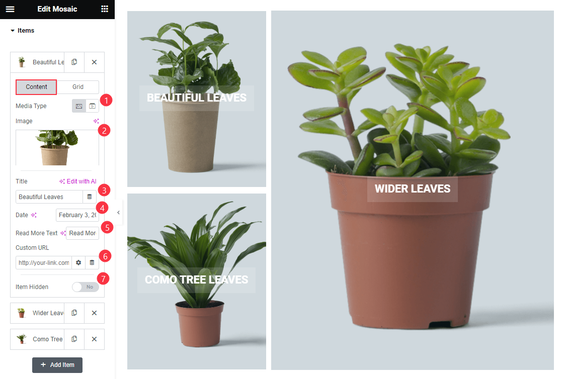 How to use Mosaic Widget by Pixel Gallery