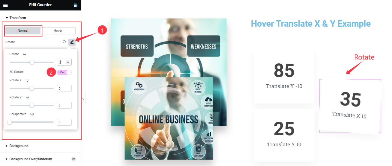 How To Use Widget Transform Effects Extension By Element Pack Pro