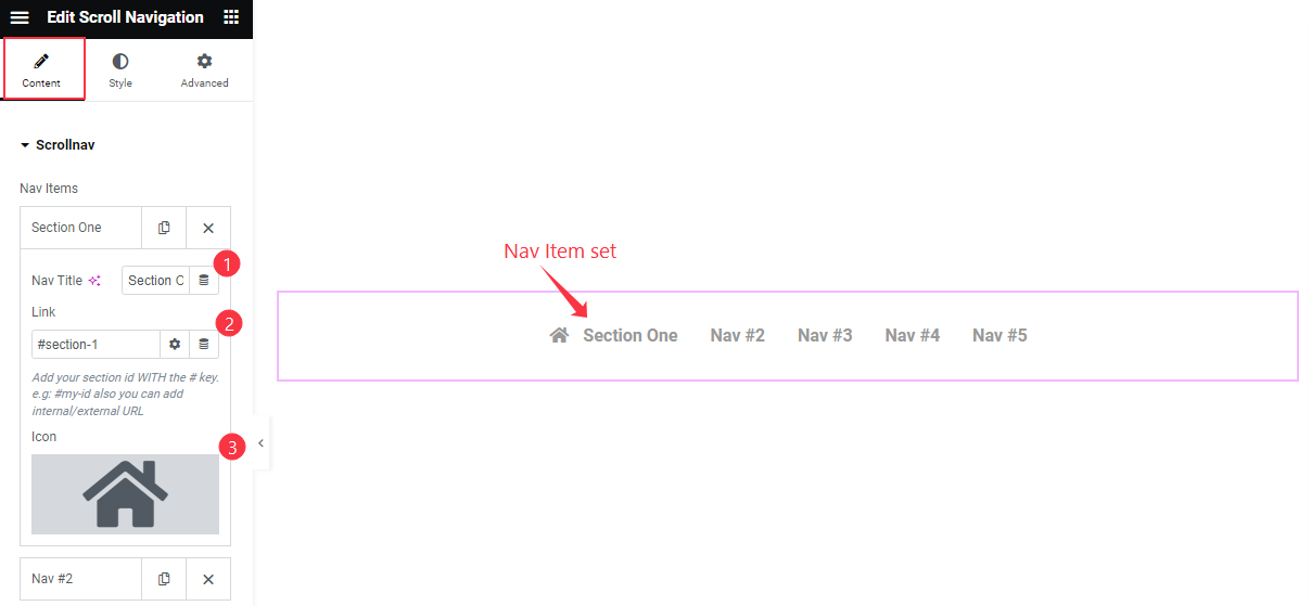 How to use Scrollnav widget by Element Pack Pro