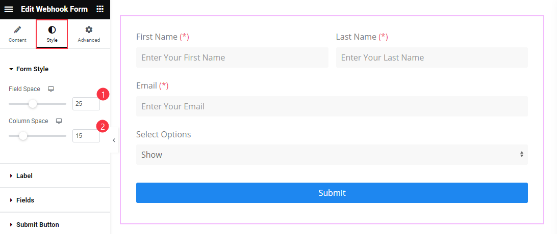 How to use WebHook Form widget by Element Pack