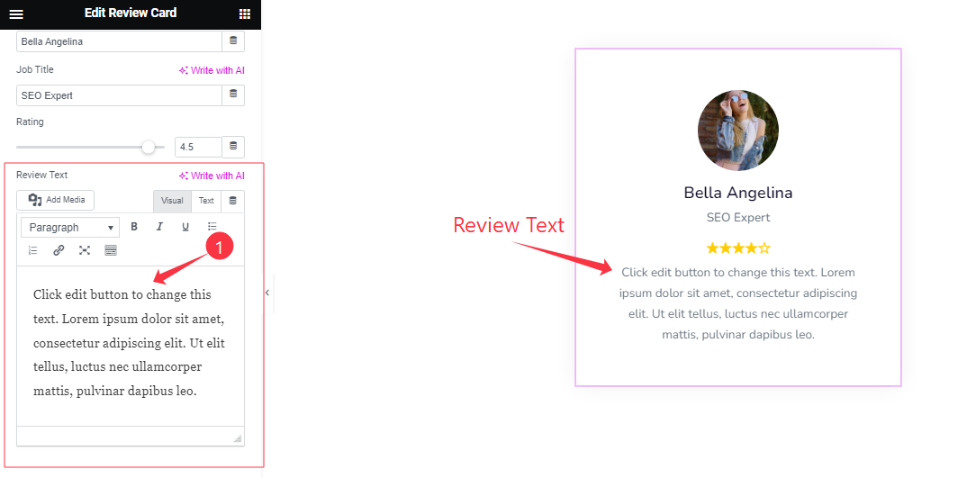 How To Use Review Card Widget By Element Pack Pro