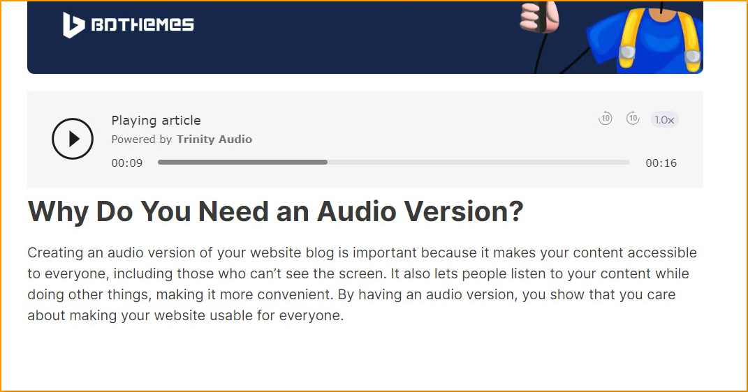 How To Make Audio Version Of Any Blog In WordPress - BdThemes